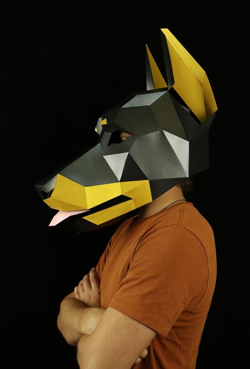 Low Poly Doberman Mask: DIY Paper Craft Template (PDF) - Etsy
