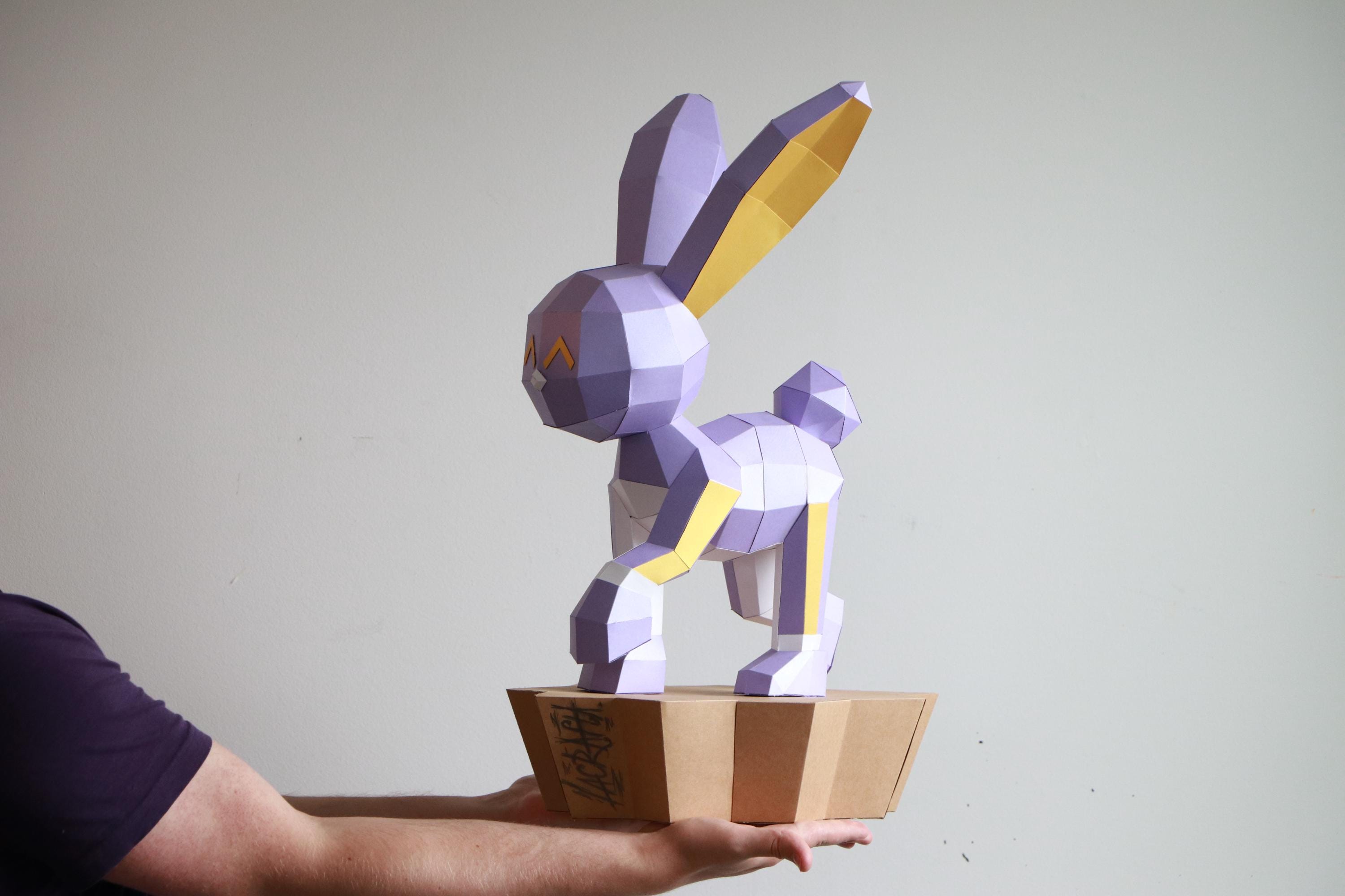Walking Bunny Papercraft Sculpture – PDF Template DXF and SVG, Modern ...