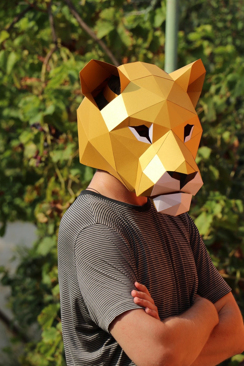 Lioness Mask Low Poly DIY Paper Craft Mask Lioness PDF - Etsy