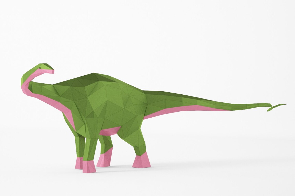 Diplodocus Dinosaur Model: Large Low Poly Paper Sculpture (PDF Template ...