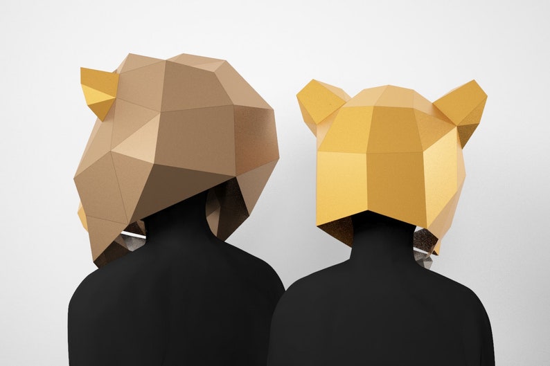 Masks of the Lion and Lioness Low Poly Paper Craft Mask Pdf - Etsy