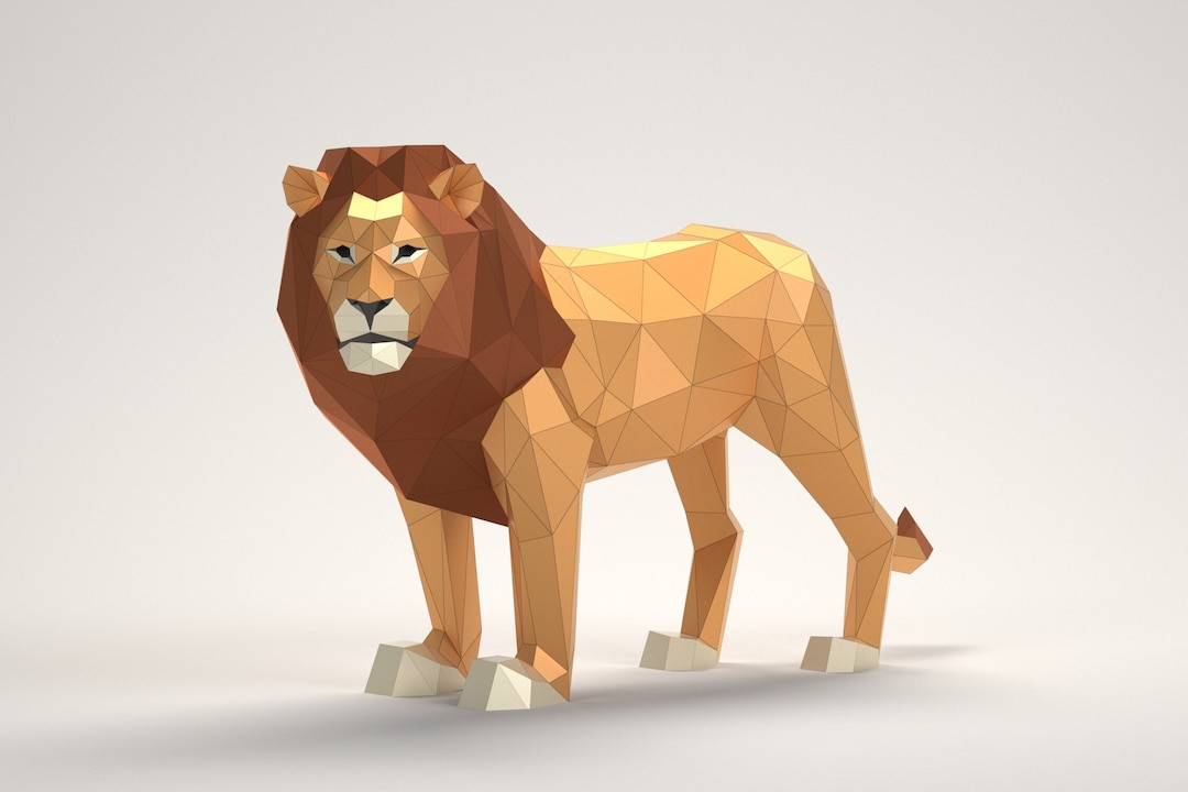 Big Lion Papercraft, 3d Paper Craft, PDF A3 Template DXF and SVG Files ...