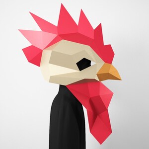 Rooster Mask DIY, Cockerel Mask Low Poly Mask Rooster, Paper Craft Mask ...