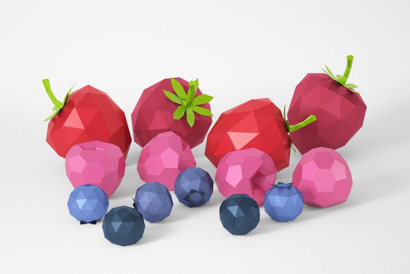 Set Fruit Papercraft Templates, Blueberry, Huckleberry, Raspberry ...