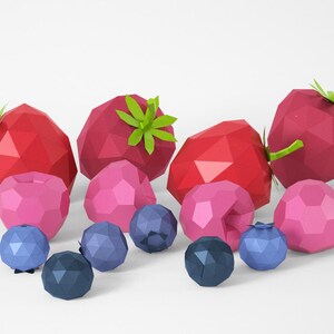Set Fruit Papercraft Templates, Blueberry, Huckleberry, Raspberry ...