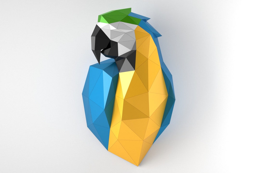 Parrot Wall Decor, Diy Papercraft , Wall Decor Polygonal , PDF Template ...