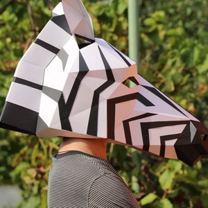 Low Poly Zebra Mask: DIY Papercraft Costume (PDF Template) - Etsy