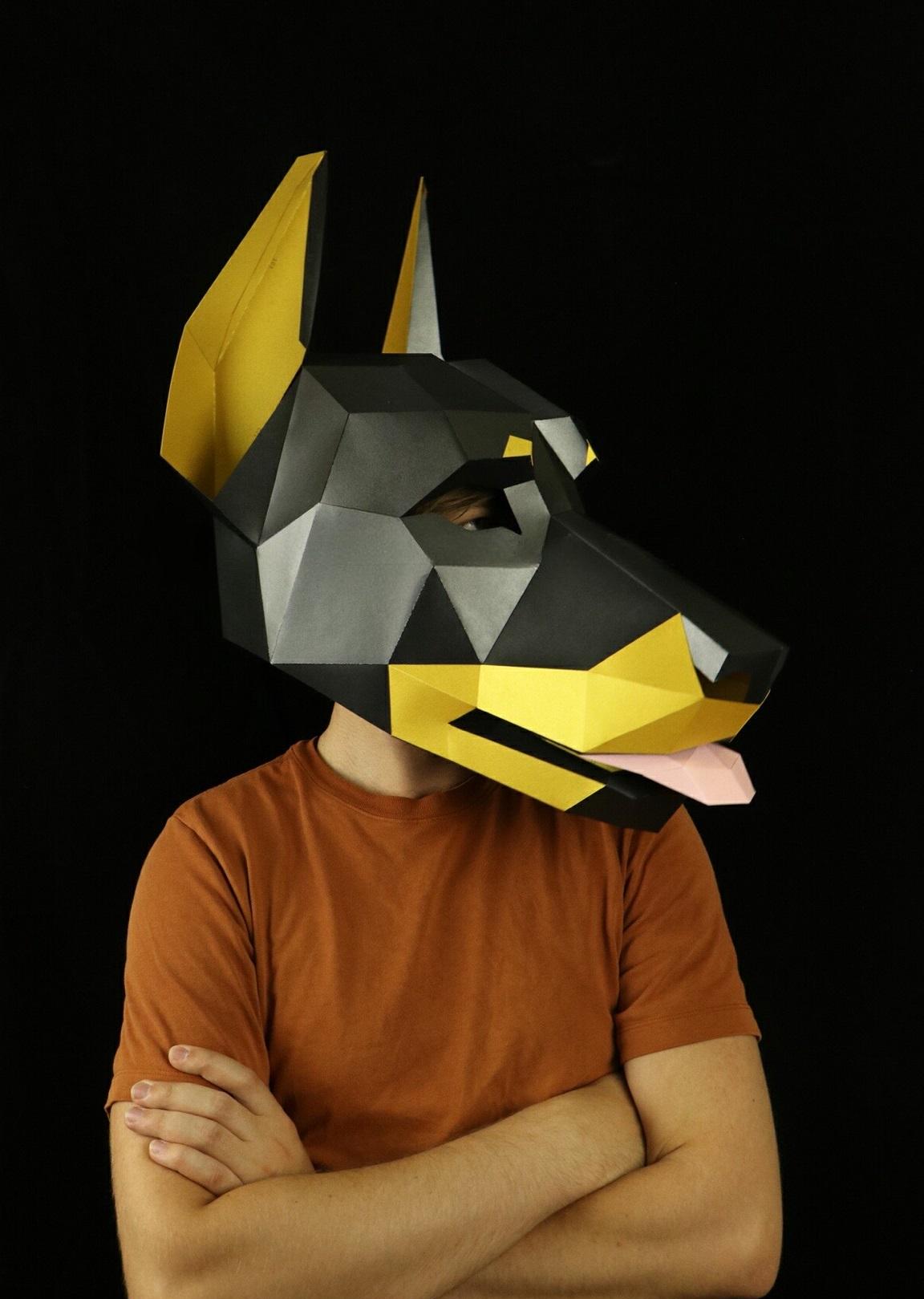 Low Poly Doberman Mask: DIY Paper Craft Template (PDF) - Etsy