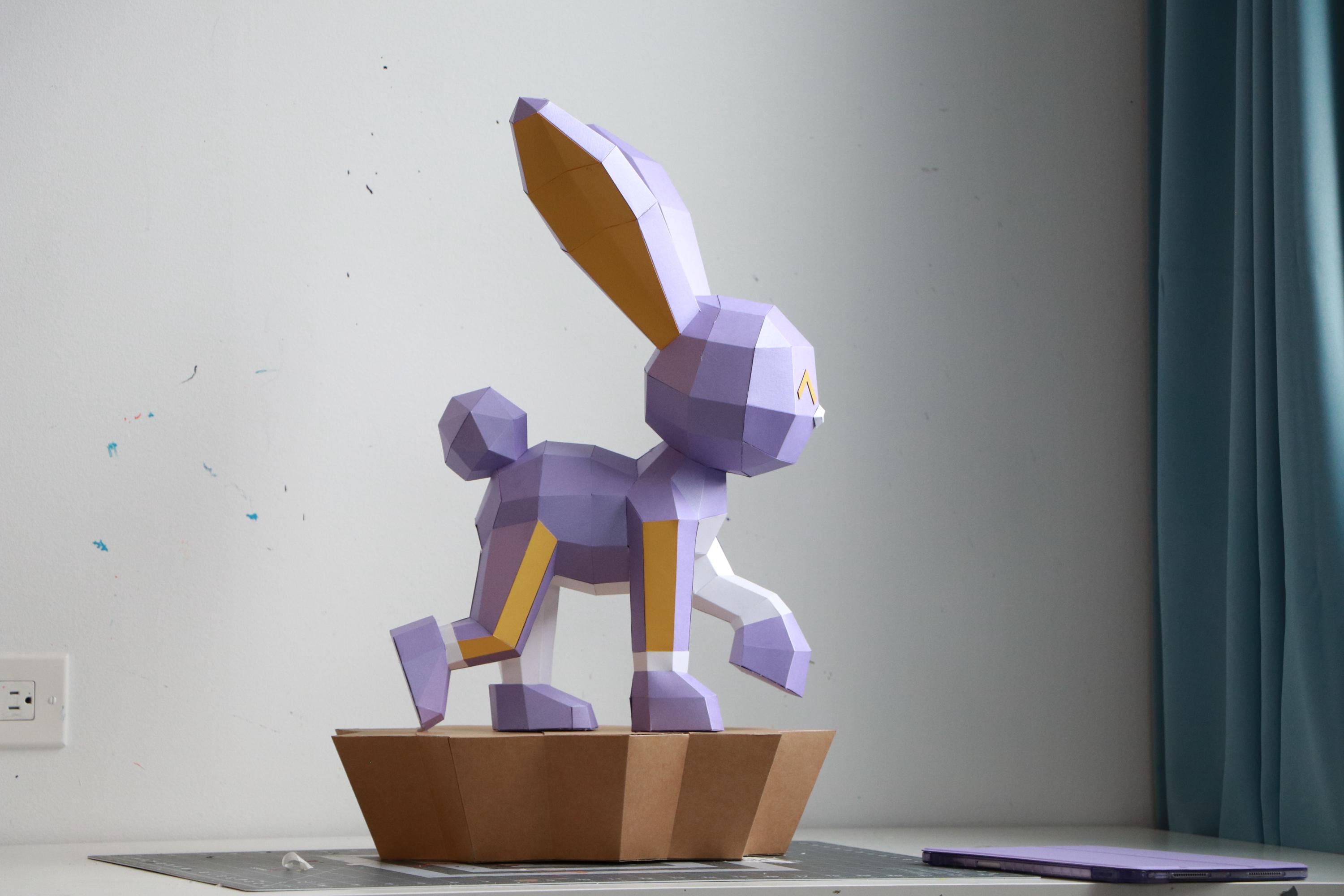 Walking Bunny Papercraft Sculpture – PDF Template DXF and SVG, Modern ...