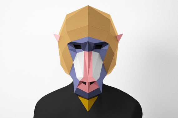 Baboon Mask DIY Low Poly Mask Paper Craft Mask Pdf Template - Etsy
