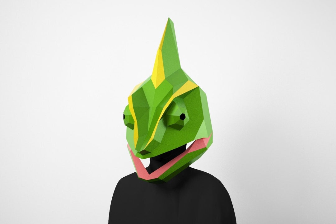 Chameleon Mask, Lizard Gift, Crepe Halloween Mask, Rango Costume, Kid ...
