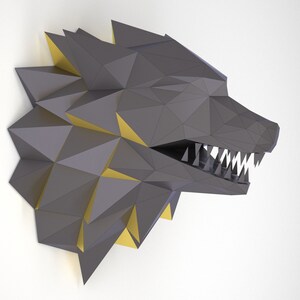 She-wolf Head Polygonal Wall Sculpture, Diy Papercraft , Wall Decor ...
