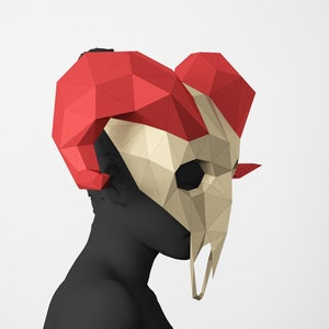 Ram Skull Mask Real Menacing Halloween Mask PDF Template Papercraft DIY ...