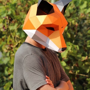 Fox Mask DIY Low Poly Mask Paper Craft Mask Pdf Template 3D - Etsy