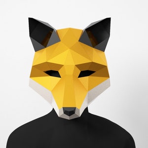 Fox Mask DIY, Low Poly Mask, Paper Craft Mask, Pdf Template 3D Mask ...