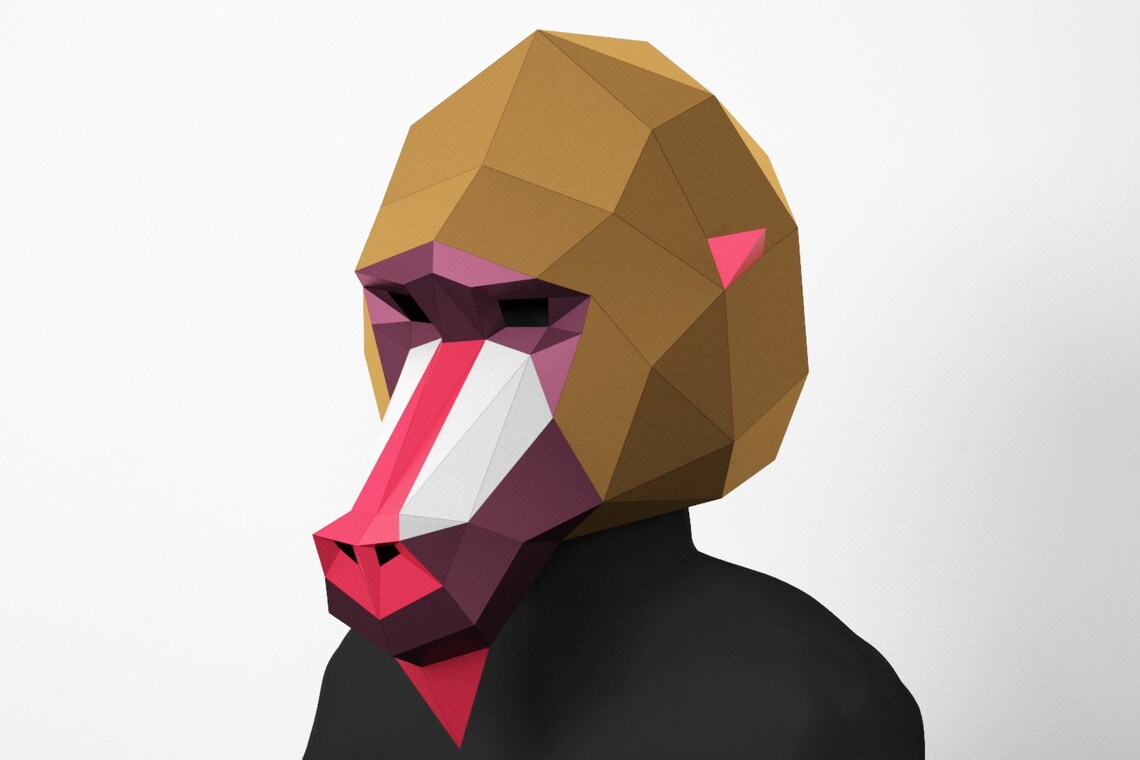 Baboon Mask DIY Low Poly Mask Paper Craft Mask Pdf Template - Etsy