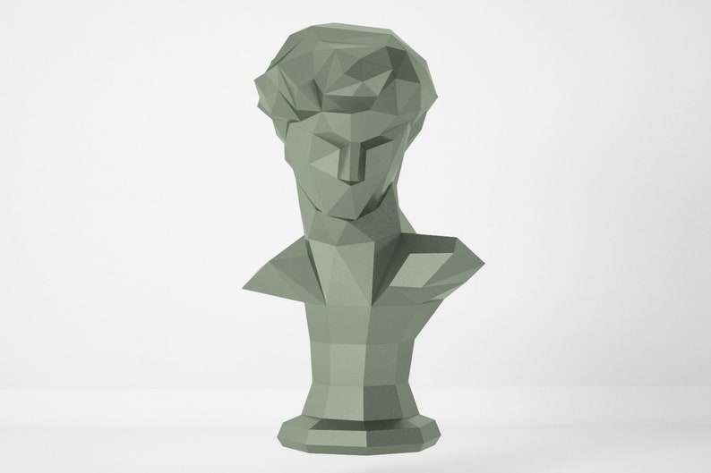 Low Poly David Bust Sculpture: 3D Paper Craft PDF Template - Etsy