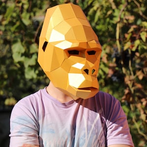 Gorilla Mask DIY, Low Poly Mask Gorilla, Paper Craft Mask Gorilla, Pdf ...