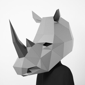 Rhino Mask, Low Poly Mask, DIY Paper Craft, Mask Rhino, PDF Template ...