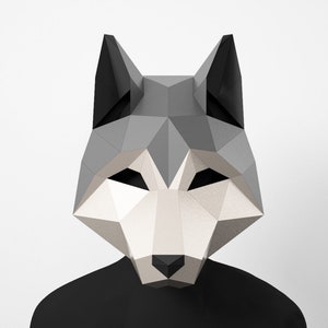 Wolf Mask, Low Poly Wolf, DIY Paper Craft Mask Wolf, PDF Template for ...