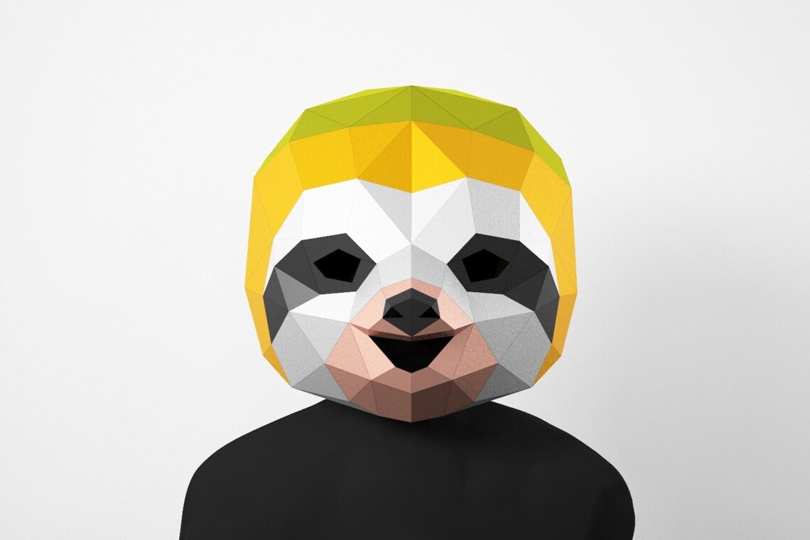 Sloth Mask: DIY 3D Paper Craft Costume (PDF Template) - Etsy