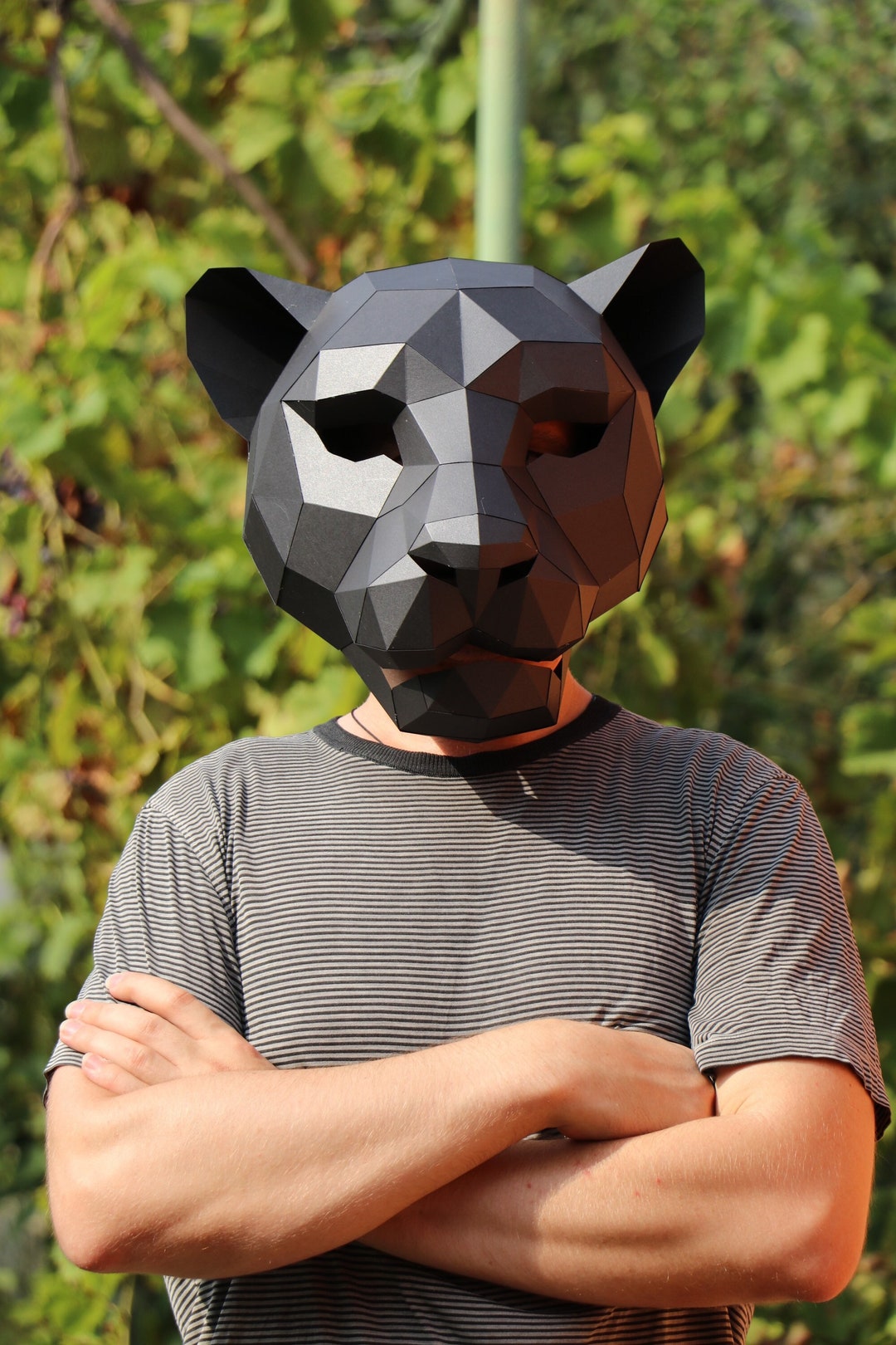Panther Mask, Low Poly Paper Craft, PDF Template, Black Panther ...