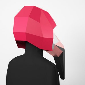 Flamingo Mask DIY, Low Poly Mask, Paper Craft Mask, Pdf Template 3D ...