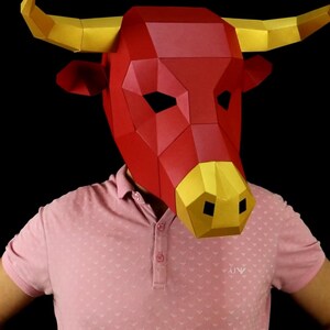 Bull Low Poly Mask, DIY Paper Craft Mask, PDF Template for 3D Masks ...