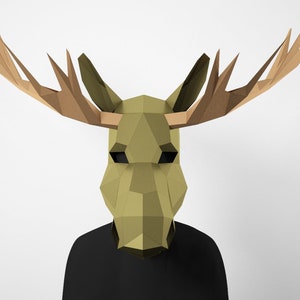 Elk Mask, Moose Mask, Kid Costume, Animal Mask, Moose Gift, Low Poly ...