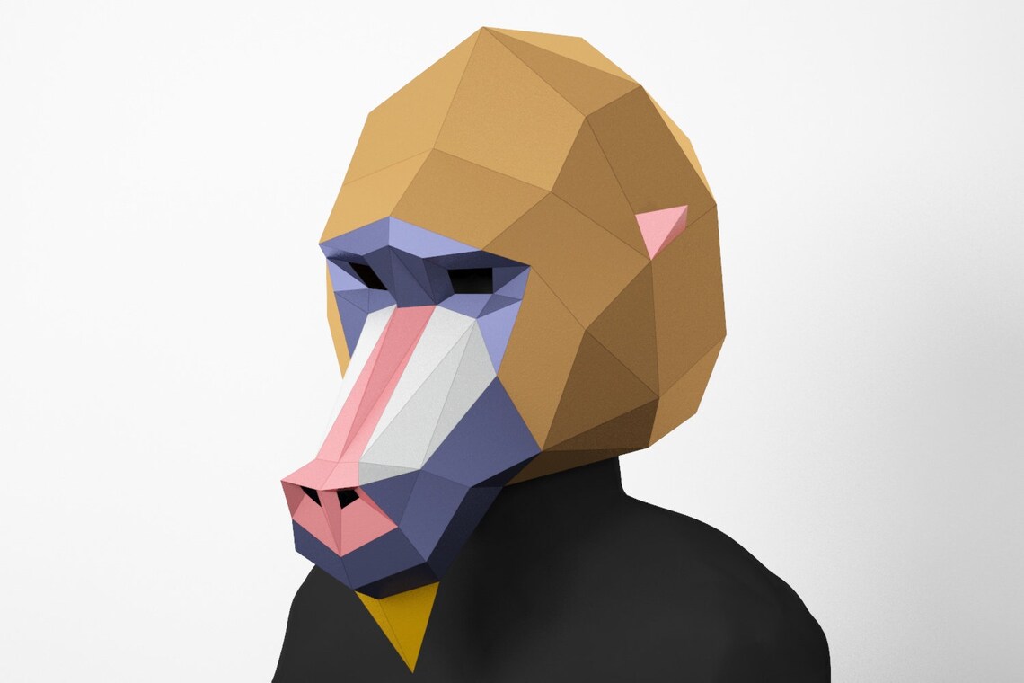 Baboon Mask DIY Low Poly Mask Paper Craft Mask Pdf Template - Etsy