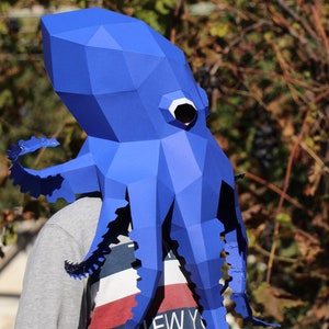 Octopus Mask DIY, Low Poly Mask Devilfish, Paper Craft Mask Poulpe, Pdf ...