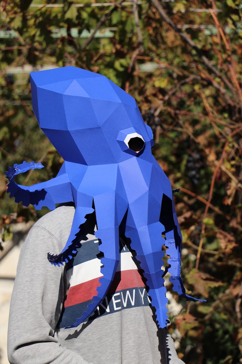 Octopus Mask DIY Low Poly Mask Devilfish Paper Craft Mask - Etsy