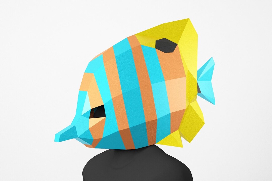 Tropical Fish Mask, PDF Template, Polygonal Paper Art, Paper Craft Pdf ...