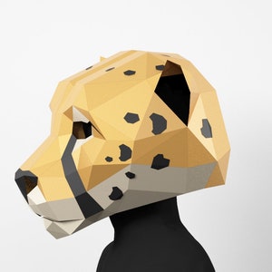 Cheetah Mask, Polygonal Paper Art, Paper Craft Pdf, Papermask Low Poly ...