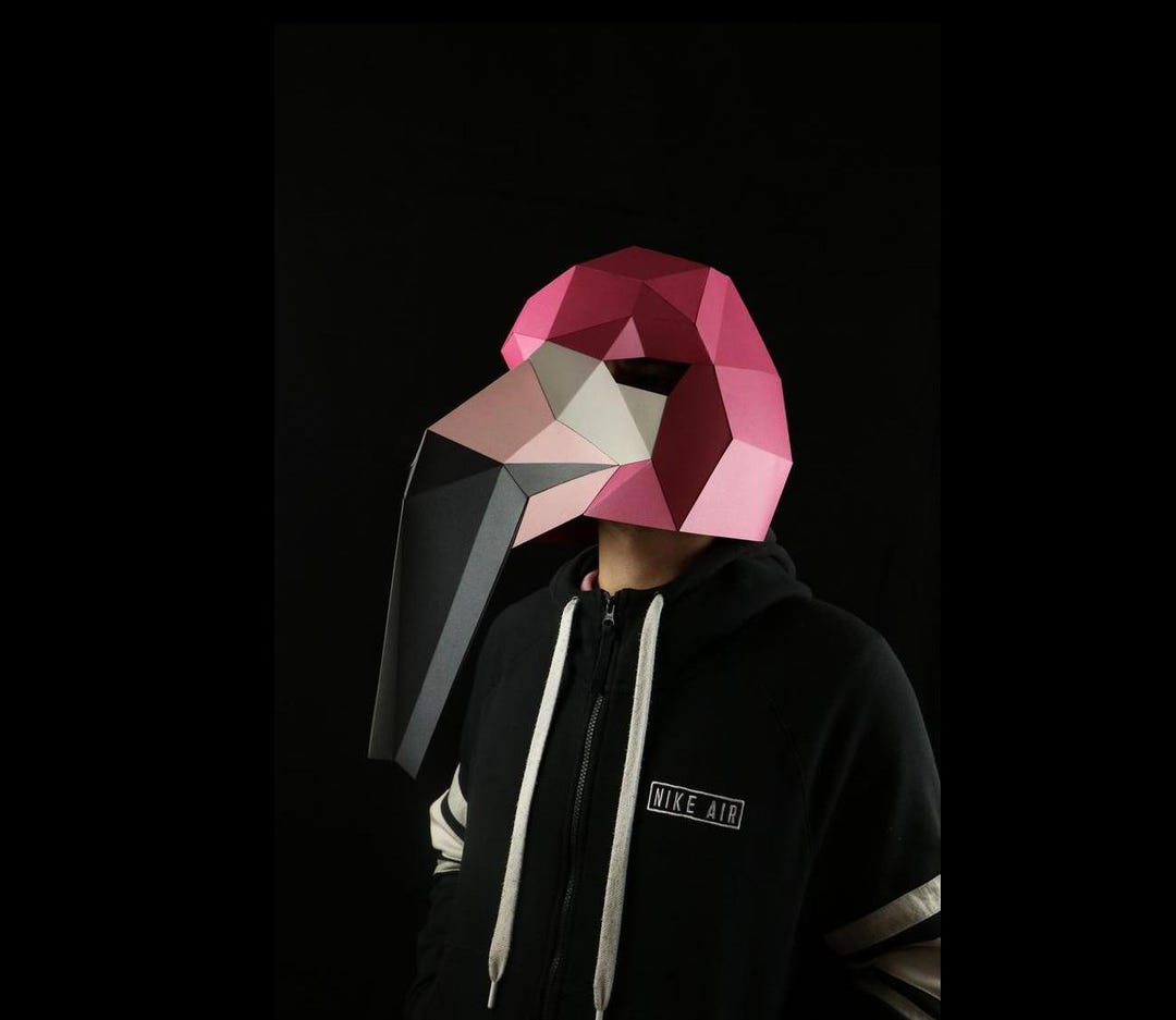 Flamingo Mask DIY, Low Poly Mask, Paper Craft Mask, Pdf Template 3D ...