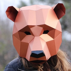 Bear Mask DIY, Low Poly Mask, Paper Craft Mask, Pdf Template 3D Mask ...
