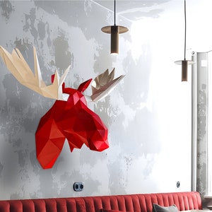 Canadian Moose With Beautiful Horns, Wall Sculpture, Diy Papercraft ...