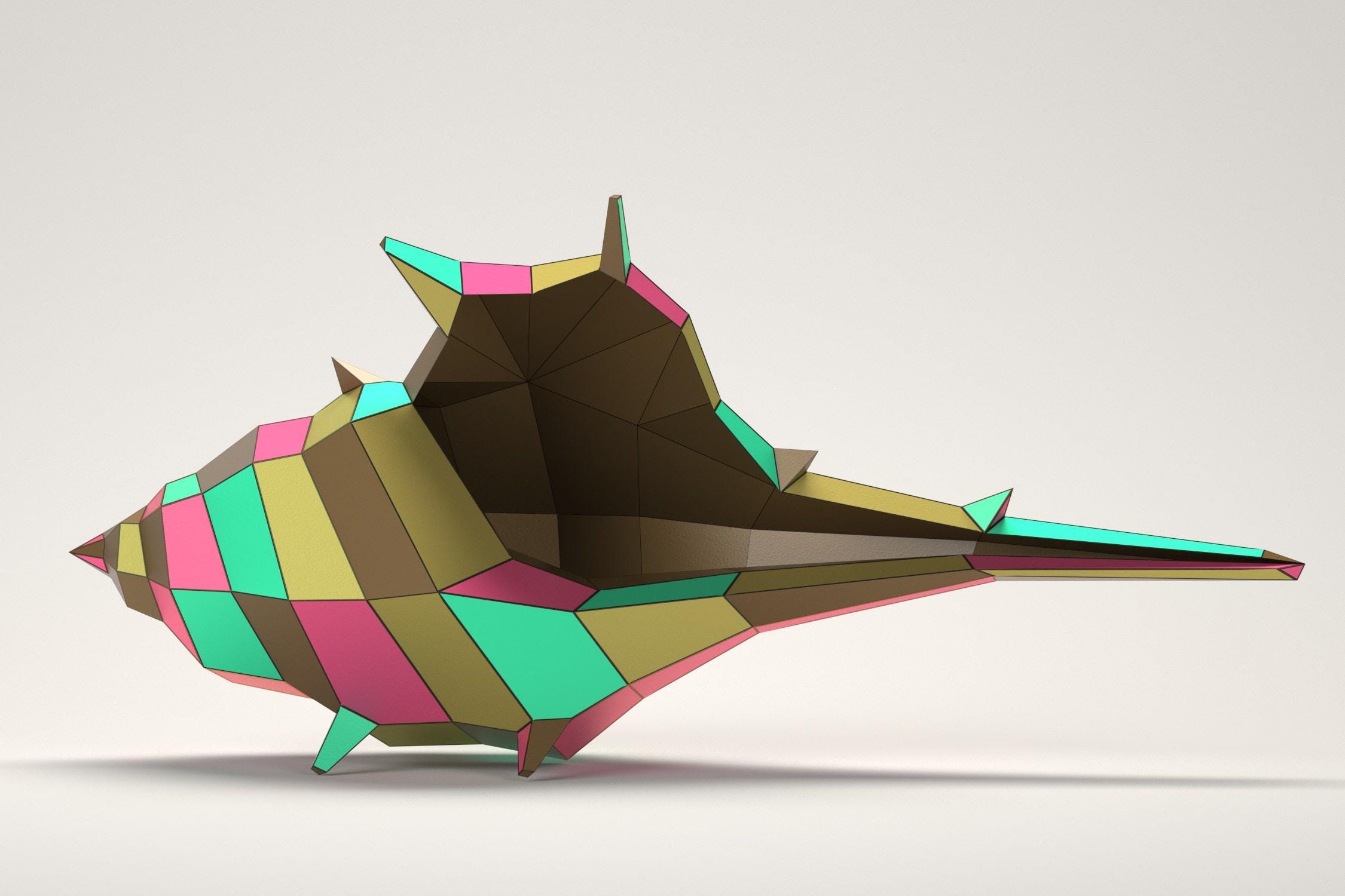3D Papercraft “nautilus Shell” – DIY Polygonal Sculpture Template - Etsy
