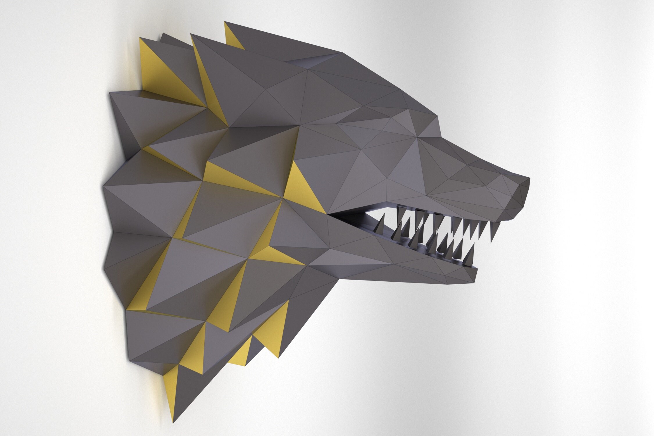 She-wolf Head Polygonal Wall Sculpture, DIY Papercraft Template (pdf ...