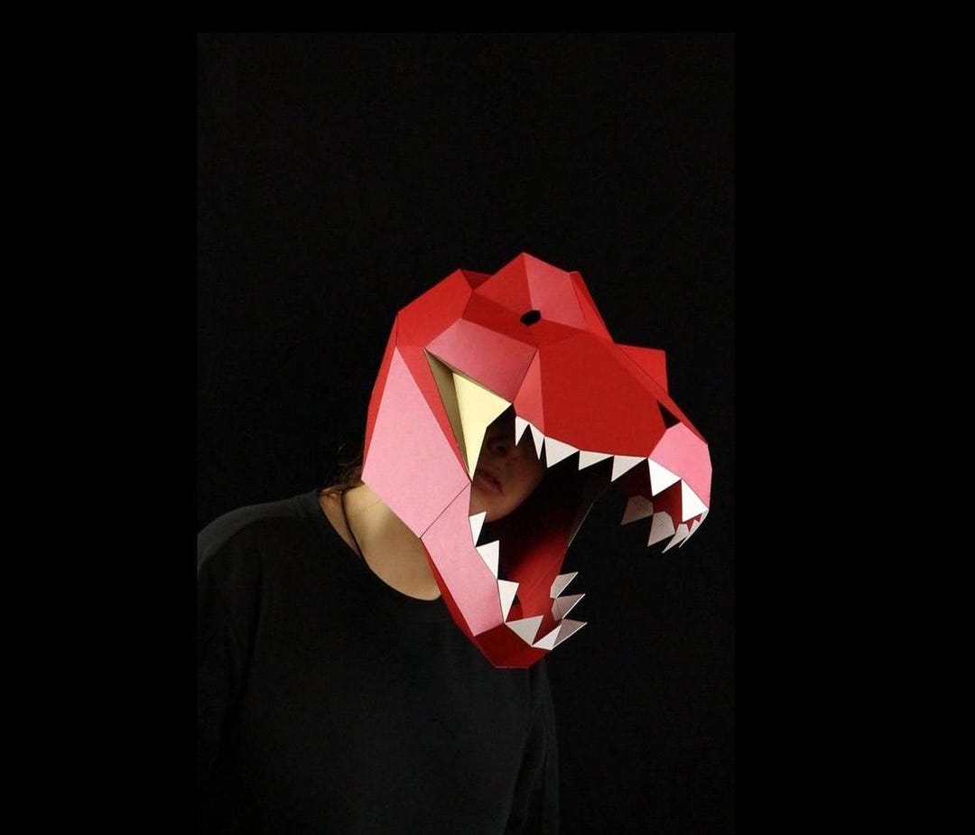 T-rex Low Poly Mask, DIY Paper Craft Mask Dinosaur, PDF Template for 3D ...
