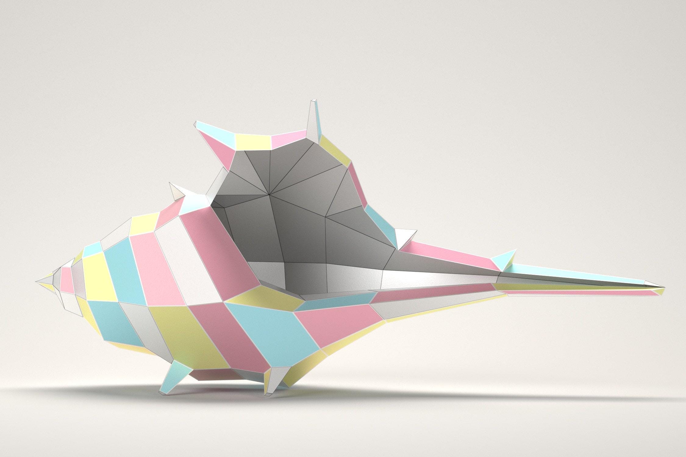 3D Papercraft “nautilus Shell” – DIY Polygonal Sculpture Template - Etsy
