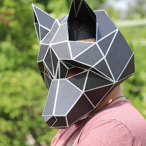 Wolf Mask, Low Poly Wolf, DIY Paper Craft Mask Wolf, PDF Template for ...