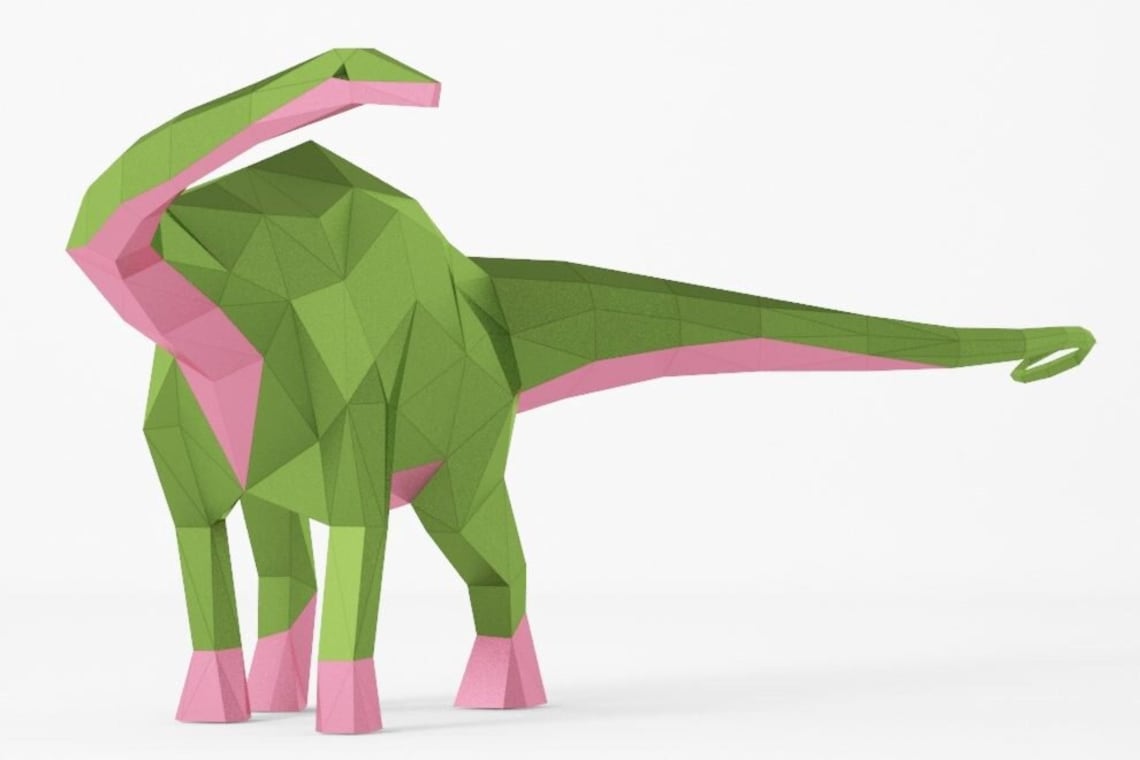 Diplodocus Dinosaur Model: Large Low Poly Paper Sculpture (PDF Template ...