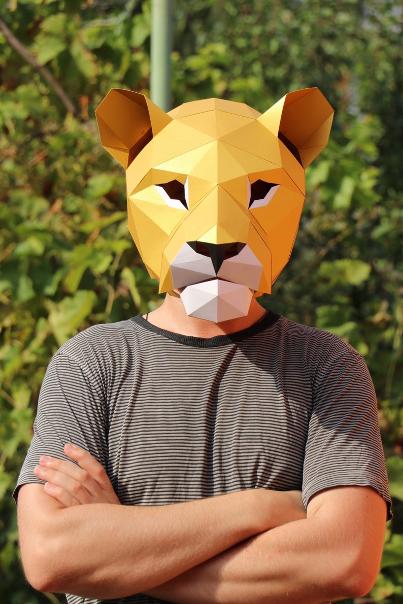 Masks of the Lion and Lioness Low Poly Paper Craft Mask Pdf - Etsy