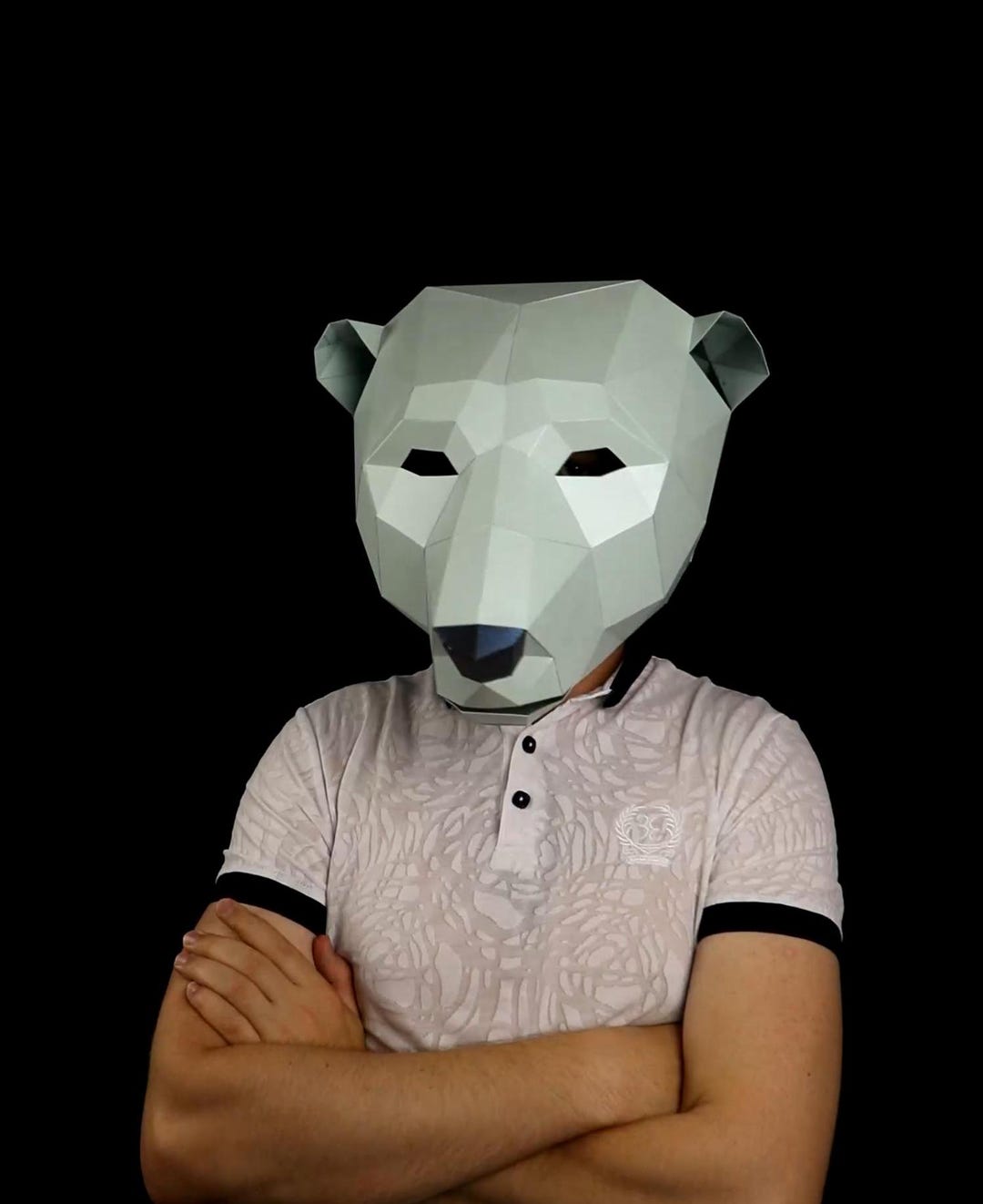 Polar Bear Mask Low Poly 3D Mask, DIY Paper Craft Mask Polar Bear, PDF ...