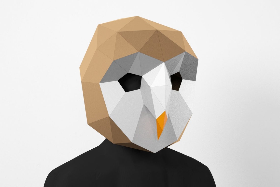 Owl Low Poly Mask DIY Paper Craft Mask Owl PDF Template for - Etsy