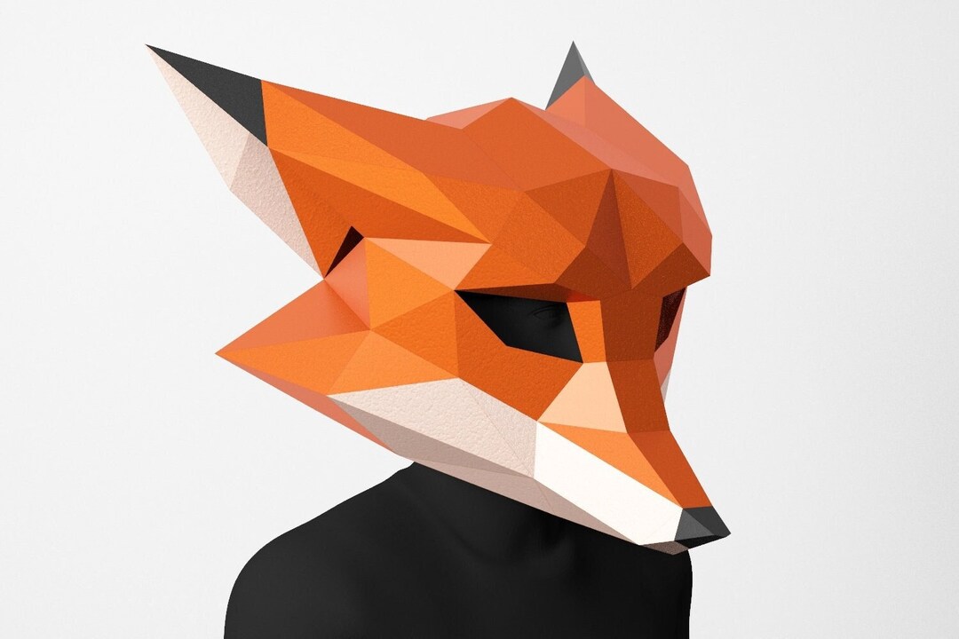 Fox Mask, Fox Cartoon, Kid Costume, Sly Fox Mask, PDF DIY Template, Low ...