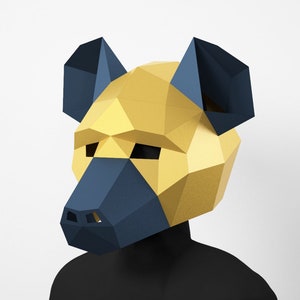 Hyena Low Poly Mask, DIY Paper Craft Mask Hyena, PDF Template for 3D ...