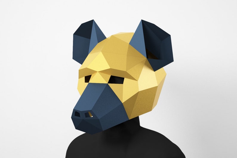 Hyena Low Poly Mask DIY Paper Craft Mask Hyena PDF Template - Etsy