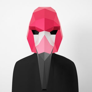 Flamingo Mask DIY, Low Poly Mask, Paper Craft Mask, Pdf Template 3D ...